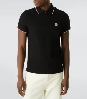 Moncler Permanent Cotton Jersey Polo Shirt - Black