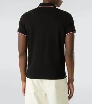 Moncler Permanent Cotton Jersey Polo Shirt - Black