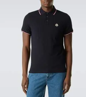 Moncler Permanent Cotton Jersey Polo Shirt - Blue