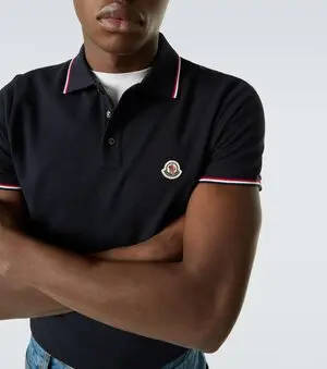 Moncler Permanent Cotton Jersey Polo Shirt - Blue