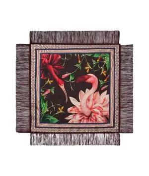 La DoubleJ Fringed Printed Silk Twill Scarf - Multicoloured