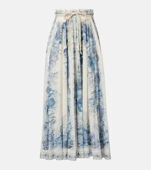 Zimmermann Wanderlust Cotton Midi Skirt - Blue