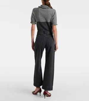 Chloé Cropped High-rise Wide-leg Jeans - Black