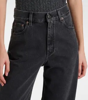 Chloé Cropped High-rise Wide-leg Jeans - Black