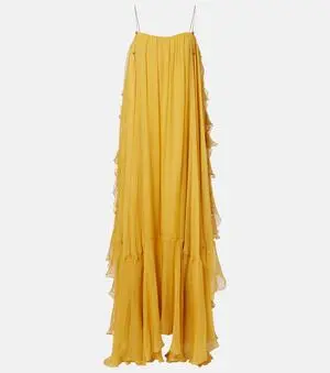 Chloé Ruffled Silk Muslin Gown - Yellow