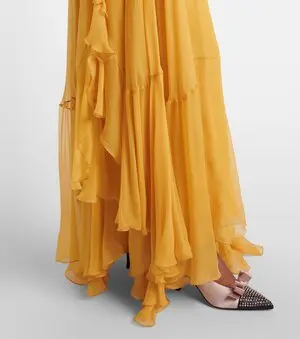 Chloé Ruffled Silk Muslin Gown - Yellow
