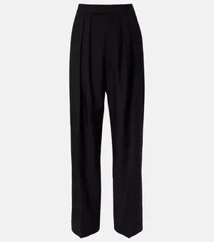 Chloé Pleated High-rise Wide-leg Pants - Black