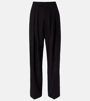 Chloé Pleated High-rise Wool Gabardine Wide-leg Pants