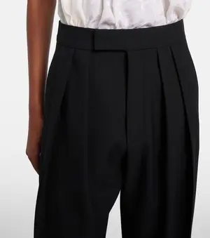 Chloé Pleated High-rise Wool Gabardine Wide-leg Pants