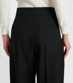 Chloé Pleated High-rise Wool Gabardine Wide-leg Pants