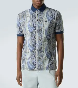 Etro Paisley Cotton Polo Shirt - Blue