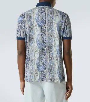 Etro Paisley Cotton Polo Shirt - Blue