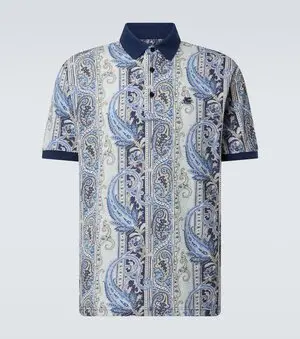 Etro Paisley Cotton Polo Shirt - Blue