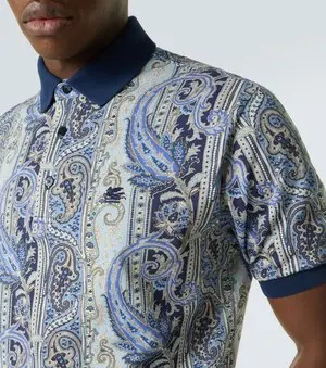 Etro Paisley Cotton Polo Shirt - Blue