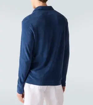 Fedeli Cotton Terry Polo Sweater - Blue