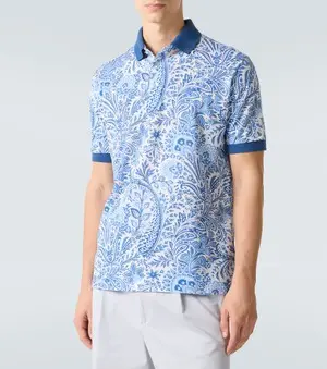 Etro Paisley Cotton Polo Shirt - Blue
