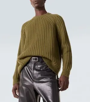 ALLUDE Ribbed-knit Wool And Cashmere Sweater - Green