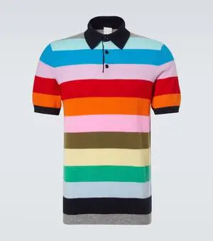 ALLUDE Striped Cashmere Polo Sweater