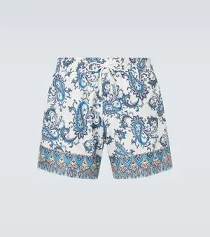 Etro Paisley Print Swim Trunks - Blue