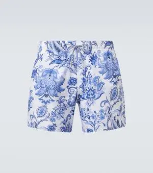 Etro Paisley Print Swim Trunks - Blue