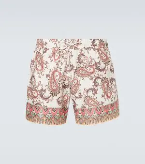 Etro Paisley Print Swim Trunks Orange
