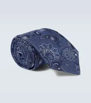 Etro Paisley Silk Jacquard Neck Tie - Blue