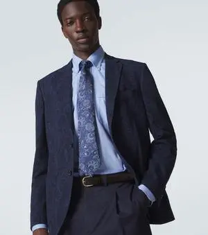 Etro Paisley Silk Jacquard Neck Tie - Blue