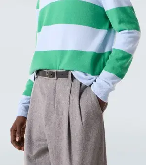 ALLUDE Striped Wool And Cashmere Polo Sweater - Blue