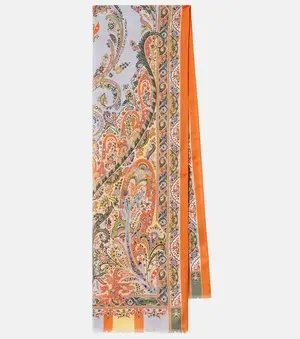 Etro Floral Wool And Silk Scarf - Multicoloured
