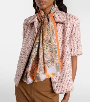 Etro Floral Wool And Silk Scarf - Multicoloured