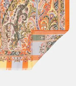 Etro Floral Wool And Silk Scarf - Multicoloured
