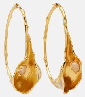 Chloé Embellished Hoop Earrings - Gold