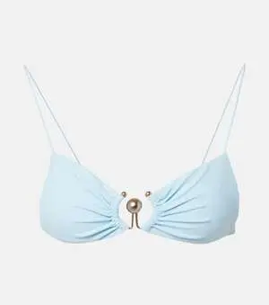 Christopher Esber Ring Detail Ruched Bikini Top - Blue