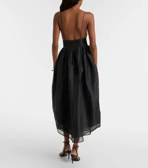 Khaite Colette Silk Organza Midi Dress - Black