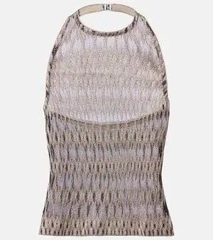 Missoni Halterneck Lamé Top - Beige