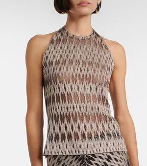Missoni Halterneck Lamé Top - Beige