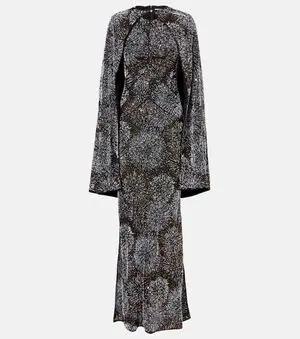 Rabanne Embellished Caped Gown - Black
