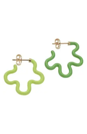 Bea Bongiasca Flower Power Two-Tone Hoop Earrings Green