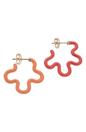 Bea Bongiasca Flower Power Two-Tone Hoop Earrings Orange