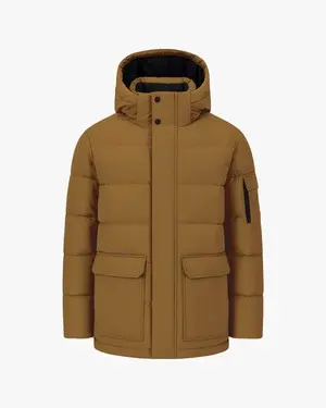 QUARTZ CO. Alexander Hooded Recycled Down Winter Jacket - Camel