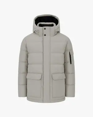 QUARTZ CO. Alexander Hooded Recycled Down Winter Jacket - Ice