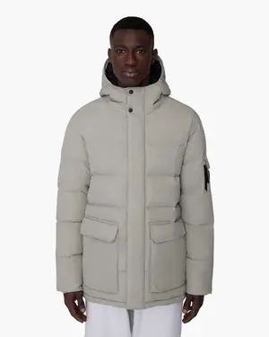QUARTZ CO. Alexander Hooded Recycled Down Winter Jacket - Ice