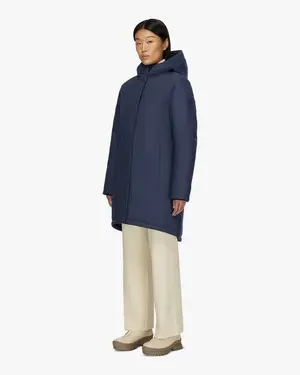 QUARTZ CO. Mara Hooded Insulated Winter Jacket - True Navy