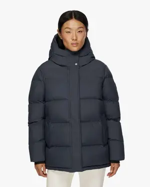 QUARTZ CO. Paige Hooded Down Winter Jacket - True Navy