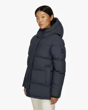 QUARTZ CO. Paige Hooded Down Winter Jacket - True Navy