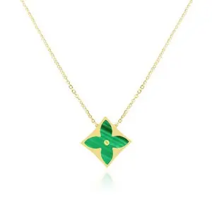 THE LOVERY FINE JEWELRY Flower Pendant Necklace - Malachite