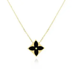 THE LOVERY FINE JEWELRY Luxe Flower Necklace - Onyx