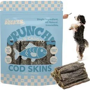 THE LICKER STORE Gluten And Grain-free Omega-3 Single Ingredient Crunchy Dried Fish Treats For Dogs - Cod Skin (dogs Only)