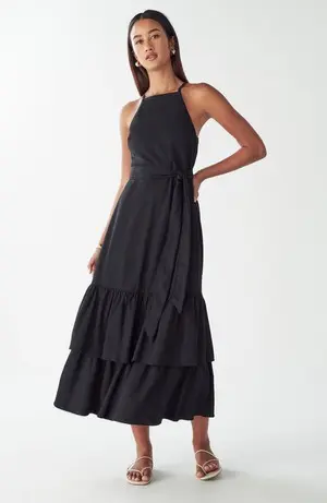 WILLA Lou Tiered Midi-length Dress - Black