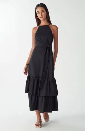 WILLA Lou Tiered Midi-length Dress - Black